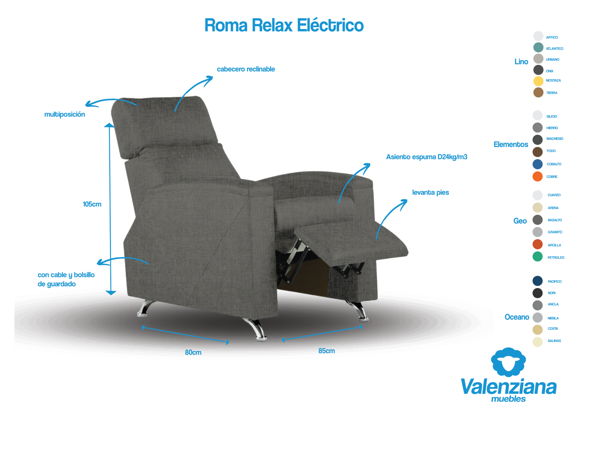 Sillón Roma Relax Eléctrico – Valenziana Montevideo